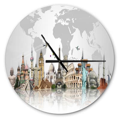 Designart Famous Monuments Across World Modern Wall Clock | Michaels