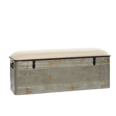 Grey Iron & Fabric Farmhouse Bench | Michaels
