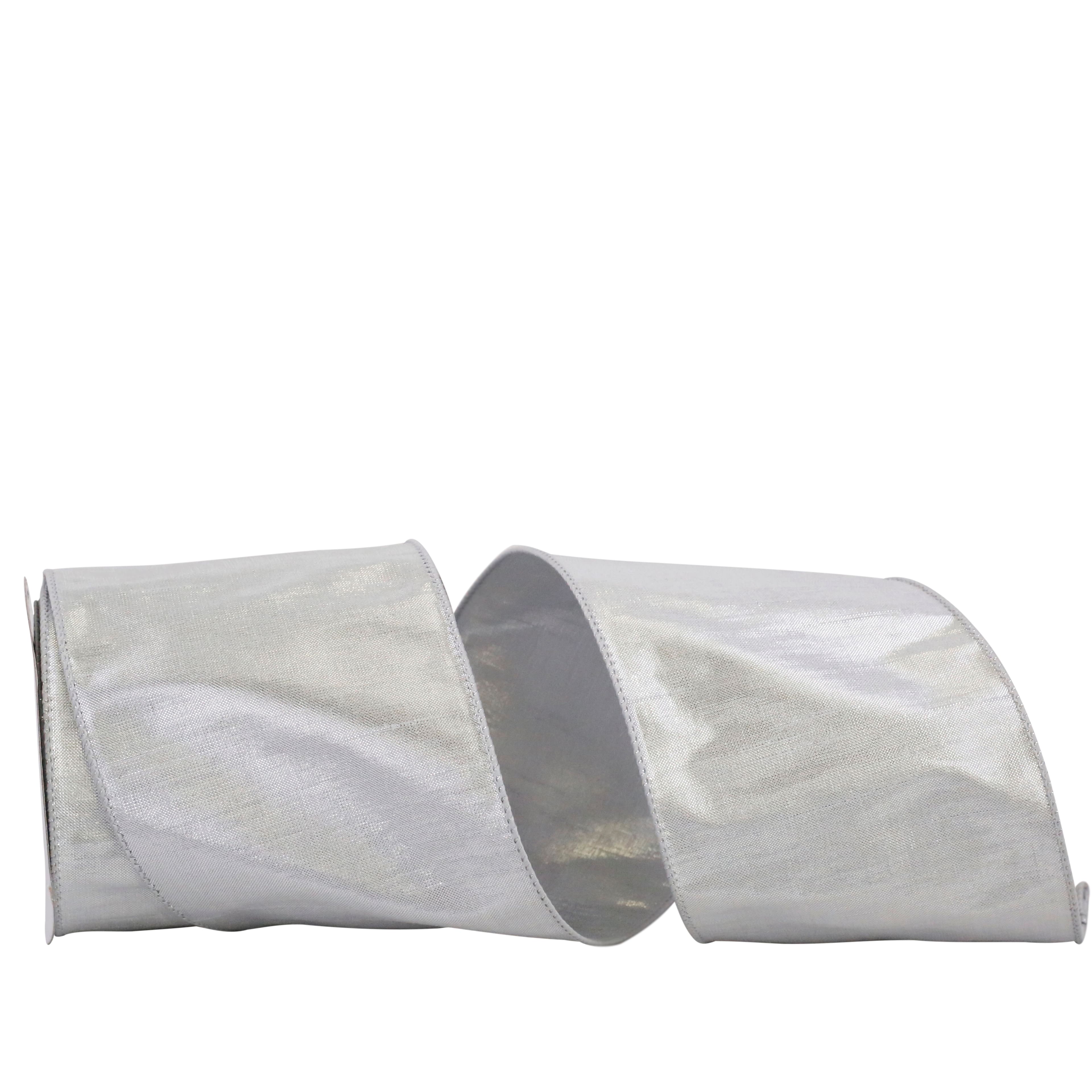 Reliant 4" x 10yd. Silver Dupioni Lamé Wired Metallic Ribbon | Michaels