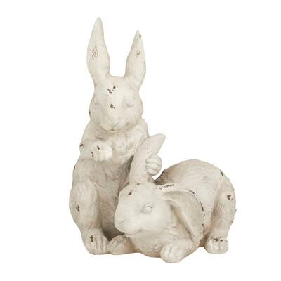 White Farmhouse Rabbits Garden Sculpture, 8" x 9" x 11" | Michaels