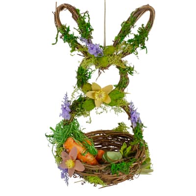 14.5" Brown & Green Floral Easter Bunny Decorative Basket | Michaels