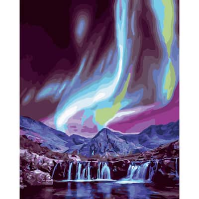 16" x 20" Northern Lights Paint-by-Number Kit with Wood Display Hanger ...