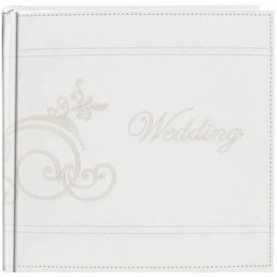 Pioneer® Wedding Embroidered Scroll Leatherette Photo Album, 8" x 8 ...