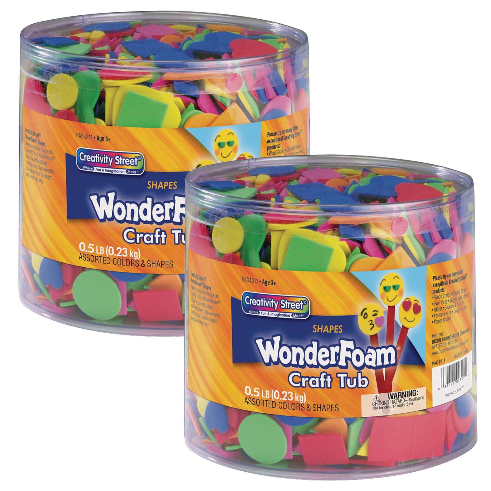 Creativity Street® WonderFoam® Foam Shapes Craft Tub, 2 Packs of 1/2lb ...