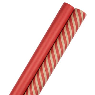 JAM Paper Stripes & Solids Combo Gift Wrap Set, Color: Red | Michaels