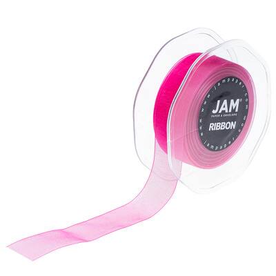 JAM Paper 7/8" x 25yd. Sheer Satin Ribbon, Color: Shocking Pink | Michaels
