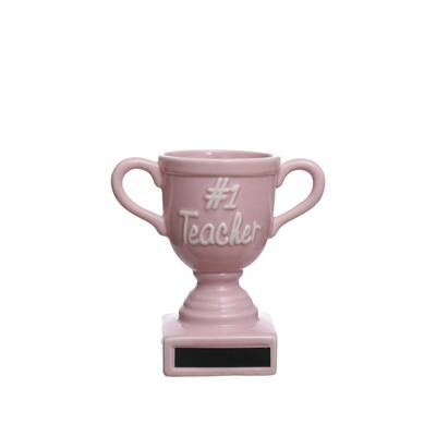 Class Rules! 5" Pink Teacher Ceramic Trophy Tabletop Décor by B2C ...