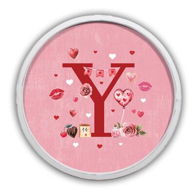20" Valentine Things White Framed Round Monogram Print, Color: Y | Michaels