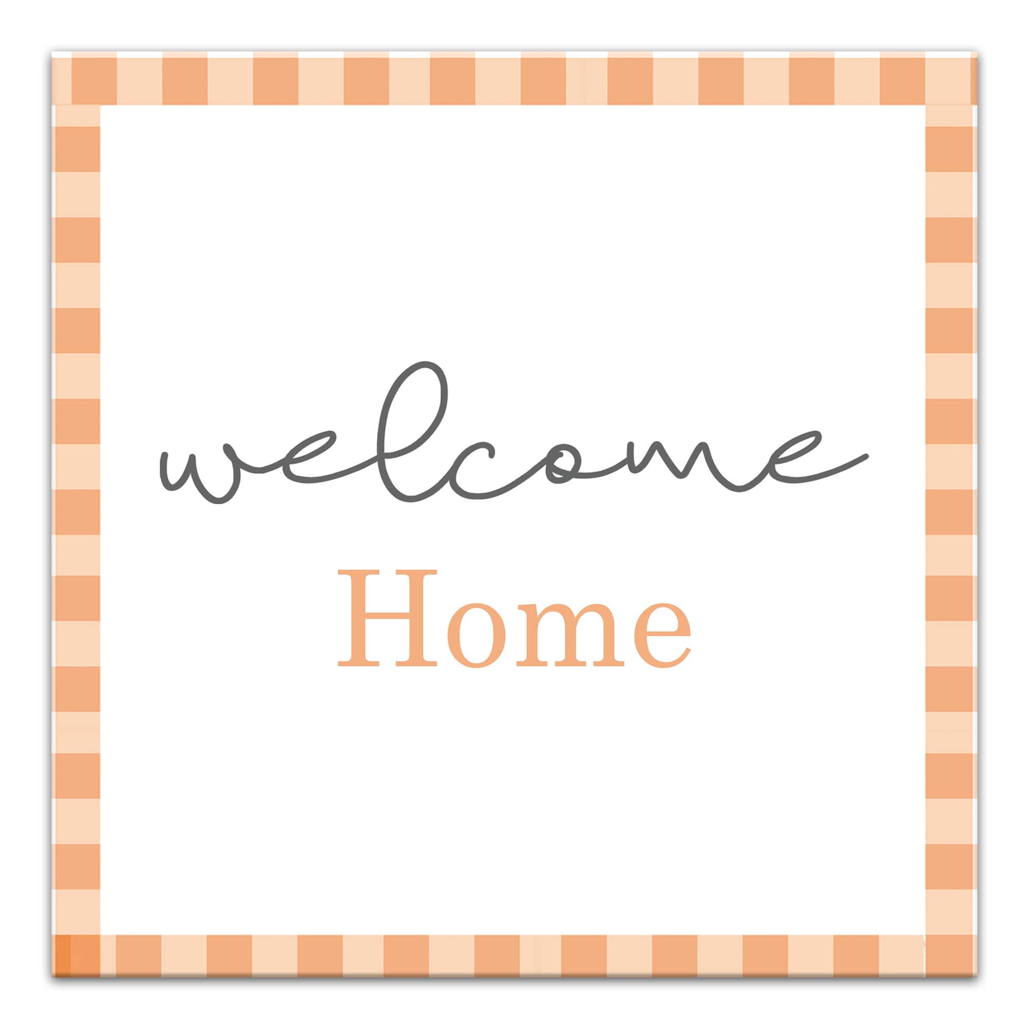 Orange Plaid Welcome Home Canvas Wall Art | Michaels
