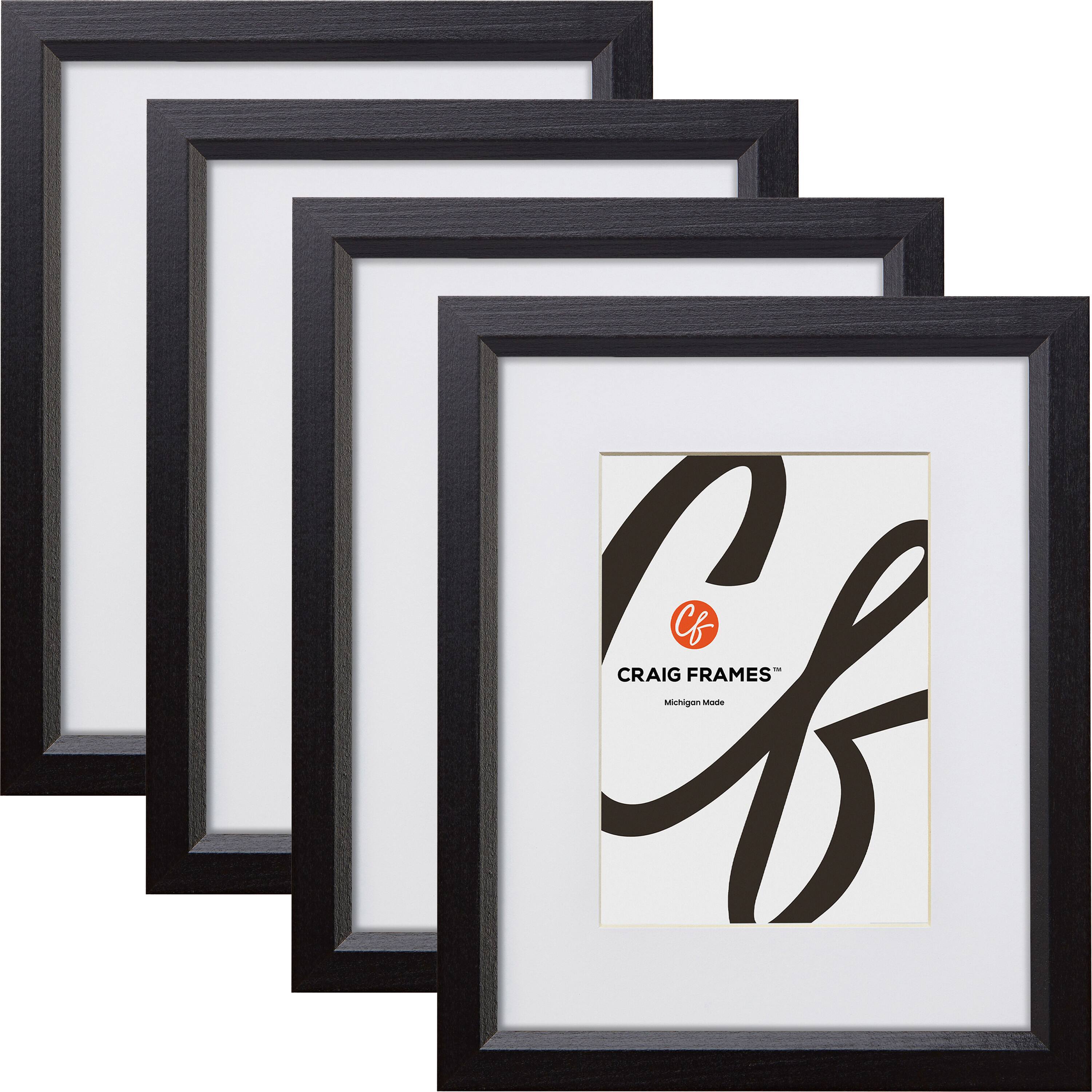 Craig Frames 4 Pack Economy Ebony Hardwood Picture Frame with Mat ...