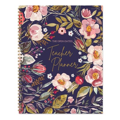 TF Publishing Large Navy Botanical Floral Undated Weekly Teacher ...