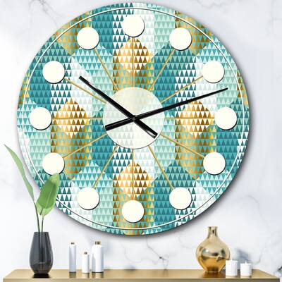 Designart 'Retro Hexagon Pattern Viii Mid-Century Modern Wall Clock ...