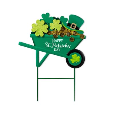 Glitzhome® 24" St. Patrick's Metal Shamrocks Wagon Yard Stake | Michaels