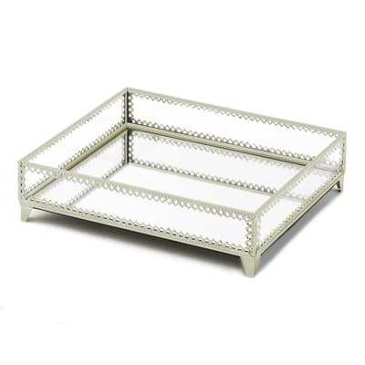 12" Silver Trim Glass Tray | Michaels
