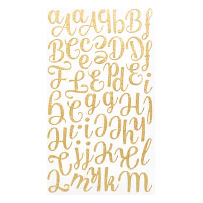 Buy in Bulk - 12 Pack: Gold Glitter Script Alphabet Stickers by ...