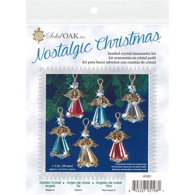 Solid Oak Nostalgic Christmas™ Gold Crystal Angels Beaded Ornament Kit ...