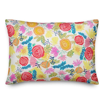 Bright Flowers 14" x 20" Indoor / Outdoor Pillow | Michaels