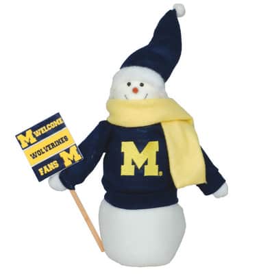 Santa's Workshop 12'' Michigan Snowman Fan Figurine | Michaels