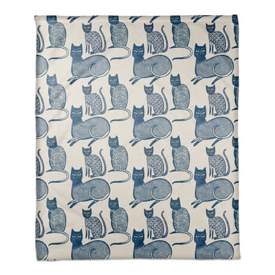 Blue Cat Pattern 50" x 60" Coral Fleece Blanket | Michaels