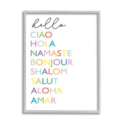Stupell Industries Hello Ciao Hola Namaste Greetings Rainbow Typography ...