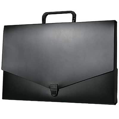 JAM Paper Black Plastic Portfolio Briefcase with Handles 10" x 15 ...