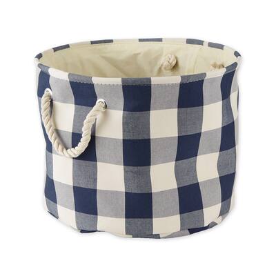 DII® Medium Buffalo Check Round Storage Bin, Color: Navy/Off White ...