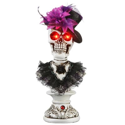 17" Glowing Eyes Fancy Female Skeleton Bust | Michaels