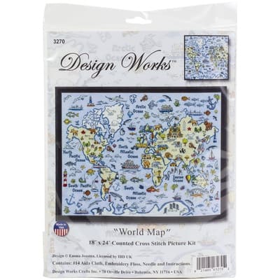 Design Works™ World Map Counted Cross Stitch Kit | Michaels