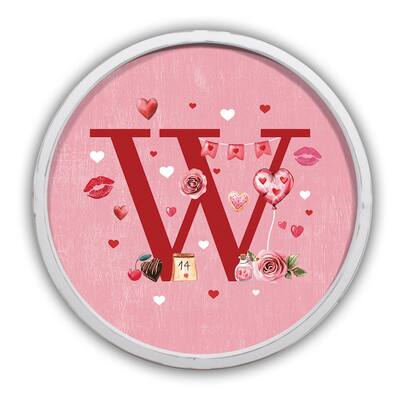 20" Valentine Things White Framed Round Monogram Print | Michaels