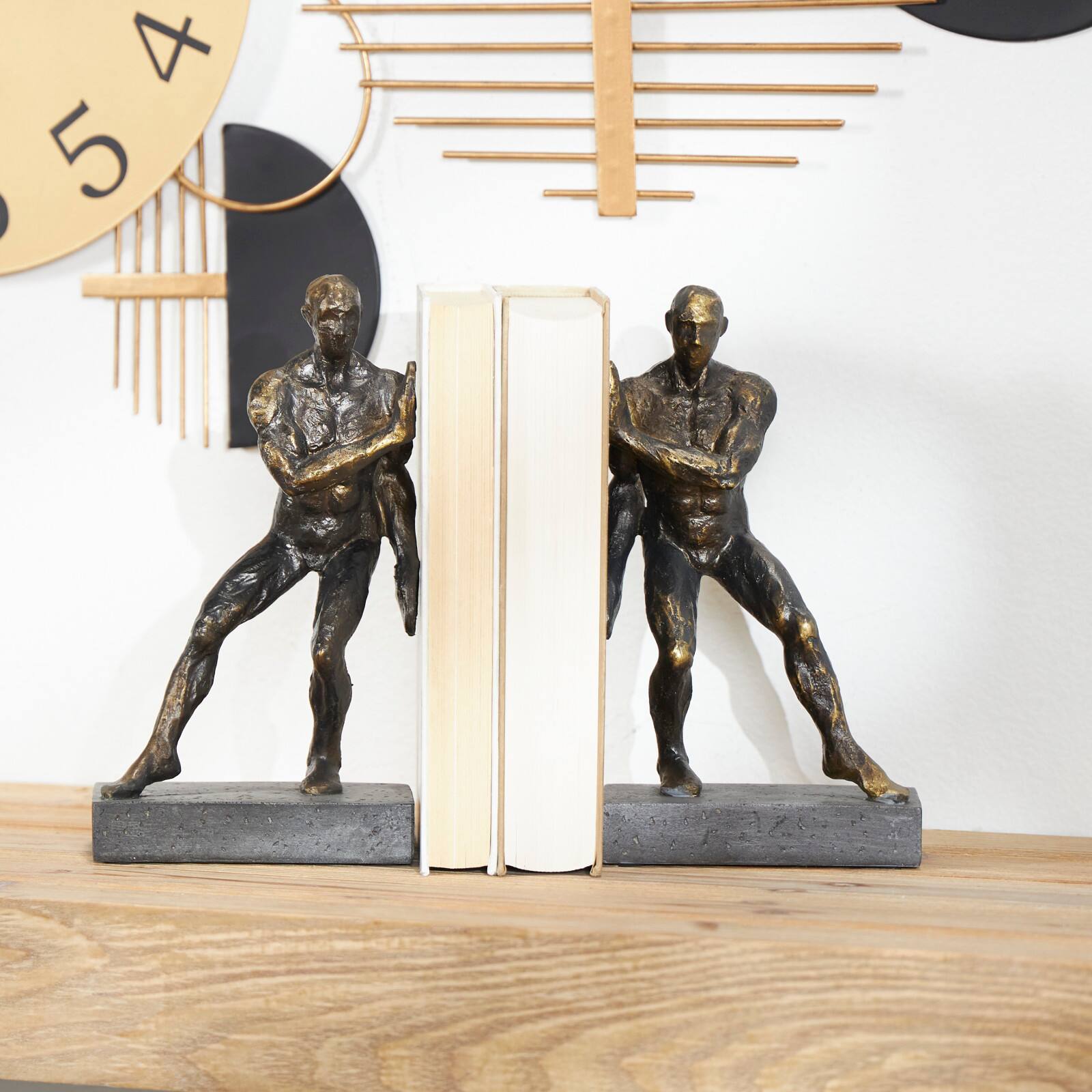9.75" Modern Polystone Leaning Men Bookends, 2ct. | Michaels