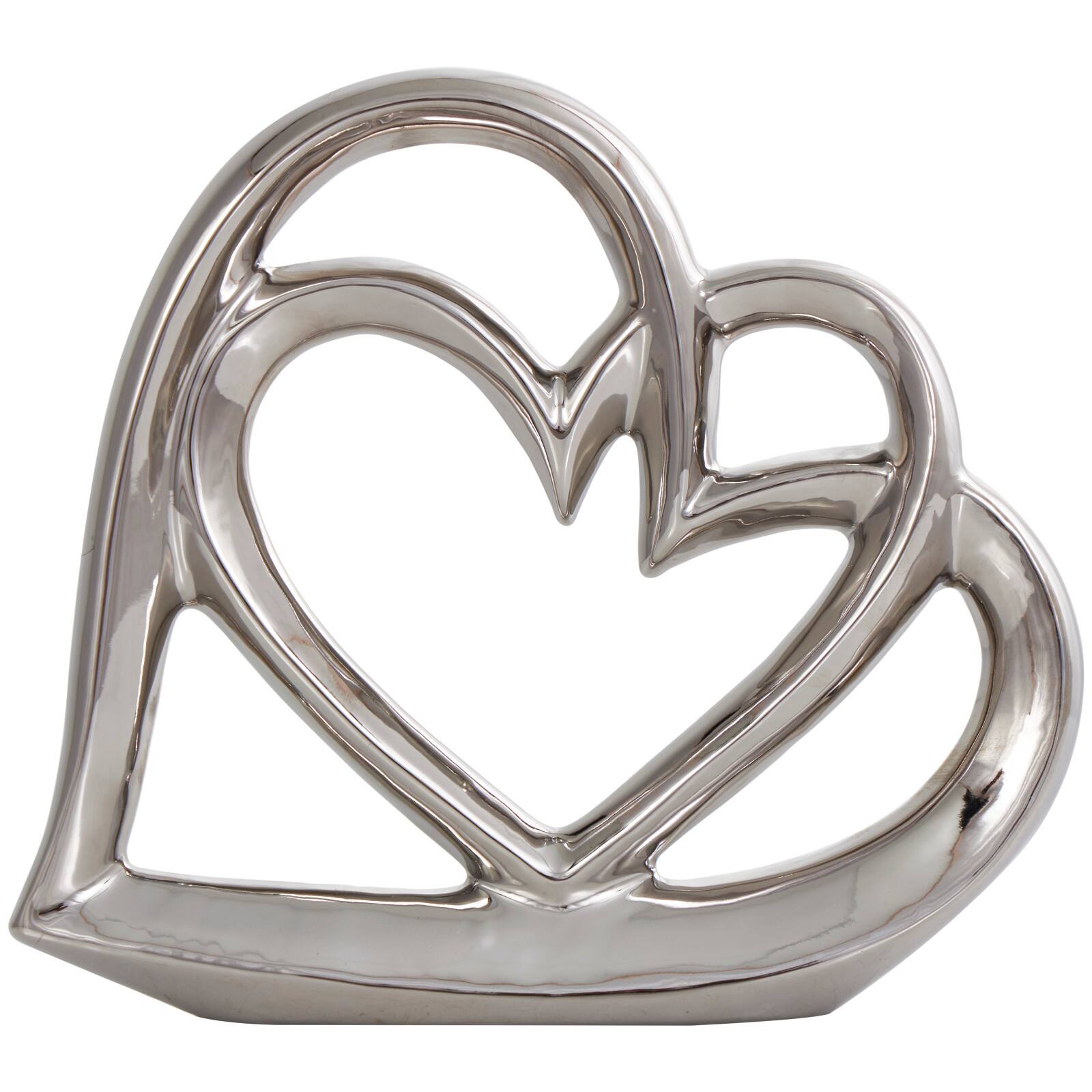 10" Silver Ceramic Heart Abstract Overlapping Sculpture | Michaels