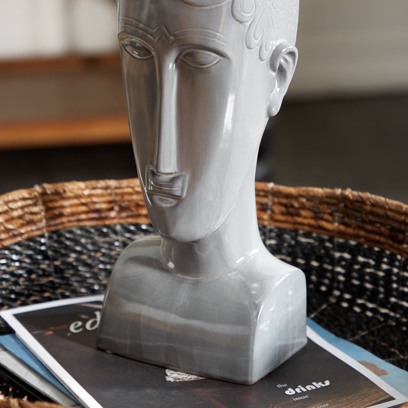 13" Gray Stoneware Man Head Sculpture | Accent Pieces | Michaels