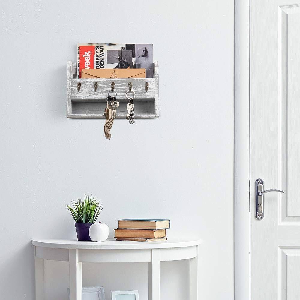 NEX™ Gray White Wood Wall Mounted Mail & Key Holder | Michaels