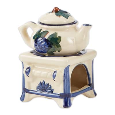 Porcelain Teapot Stovetop Candle Oil Warmer 3.87" x 3.12" x 5.37 ...