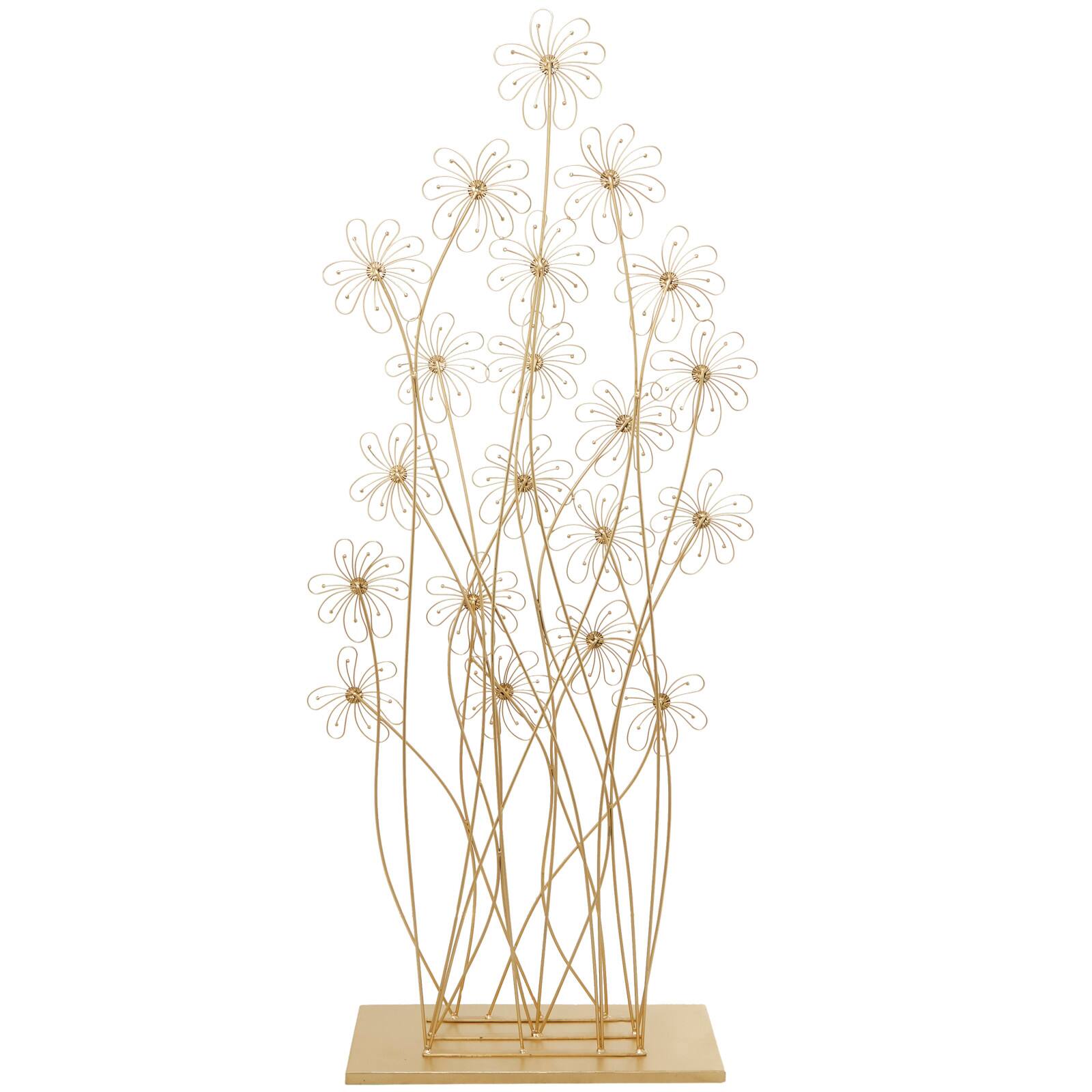 5ft. Gold Metal Tall Floral Sculpture with Crystal Embellishments ...