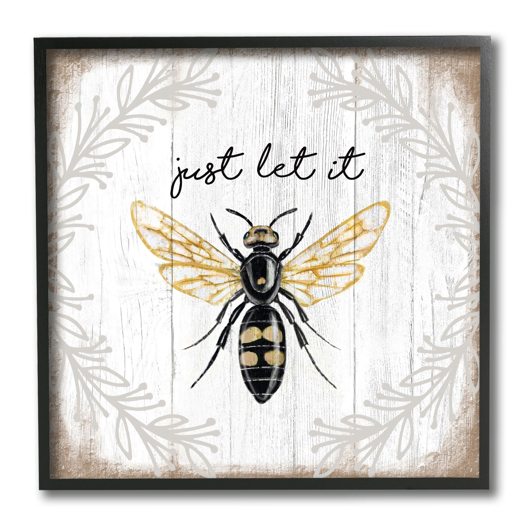 Stupell Industries Just Let it Be Sentiment Country Bee Pun,12" x 12 ...