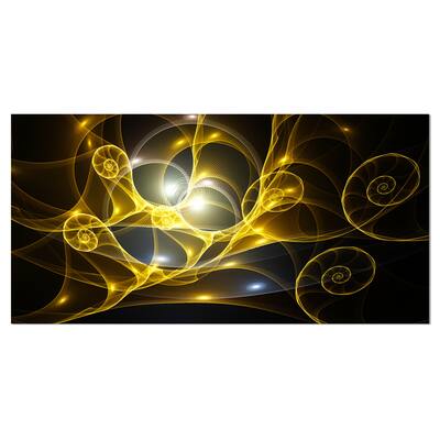 Designart - Golden Curly Spiral on Black - Abstract Wall Art Canvas ...