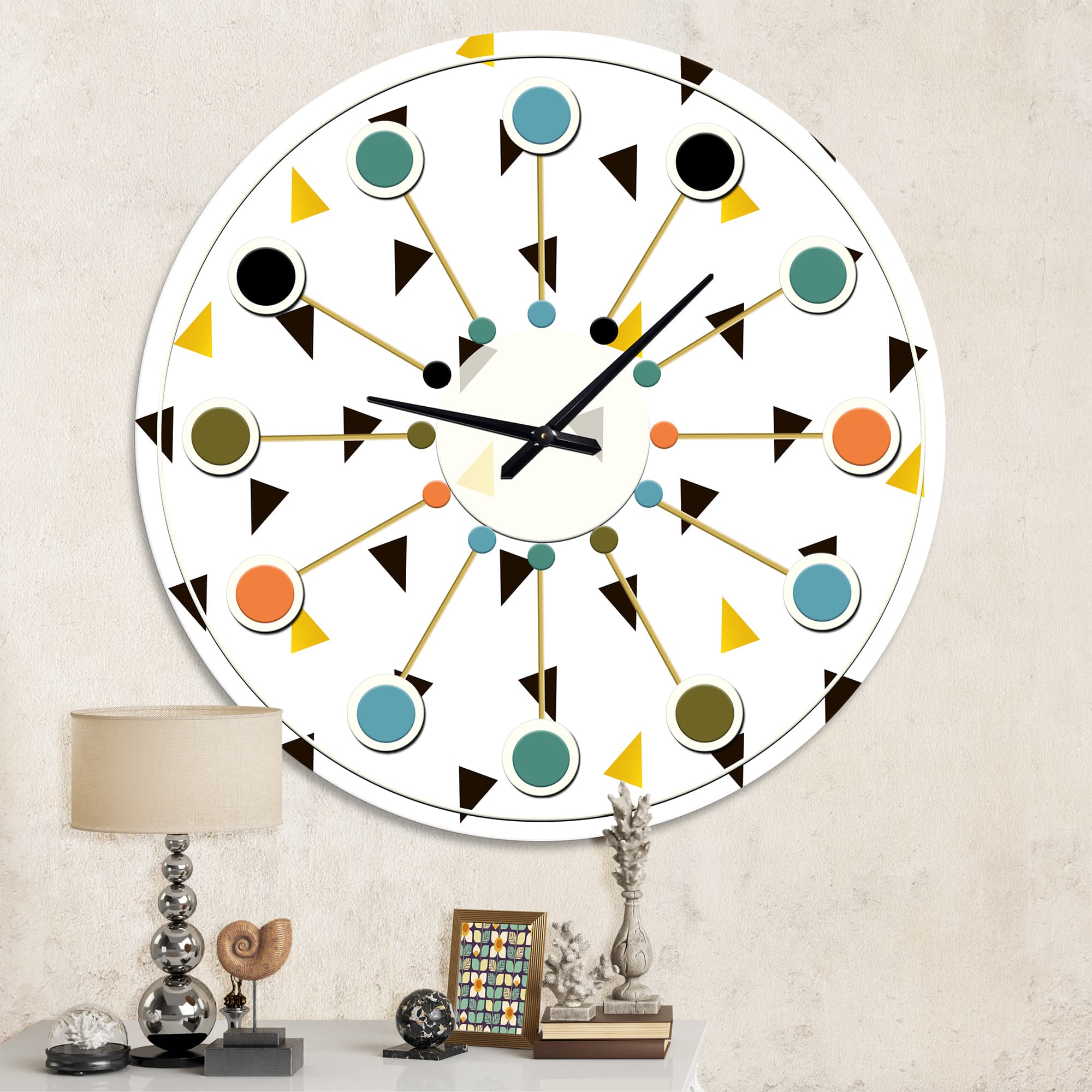 Designart 'Trendy Black And Gold Triangular Pattern Mid-Century Modern ...