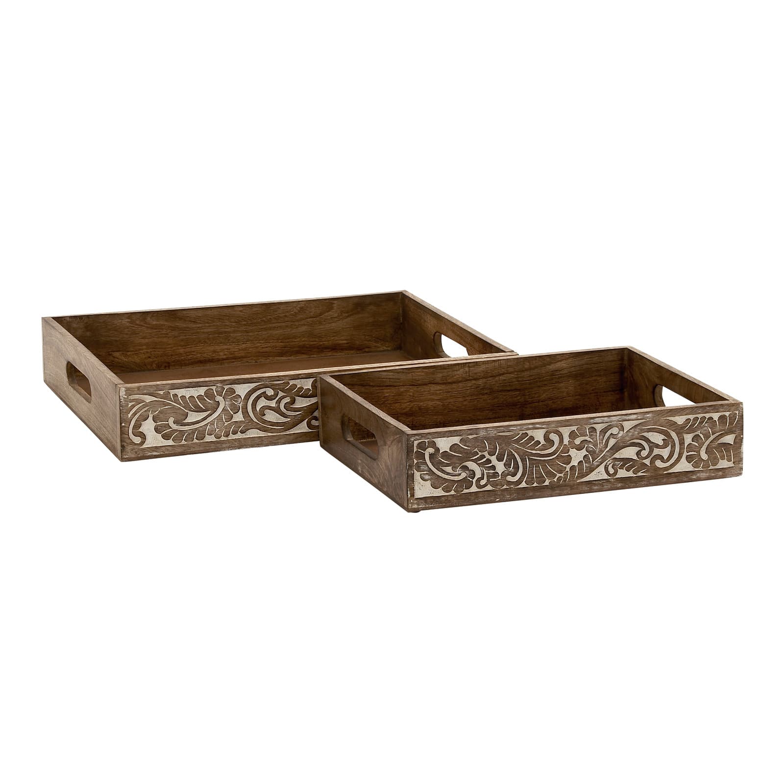 Brown Mango Wood Traditional Tray Set | Tables & Trays | Michaels