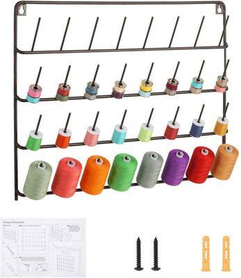 HAITARL® Brown 32-Spool Wall-Mounted Sewing Thread Rack | Michaels