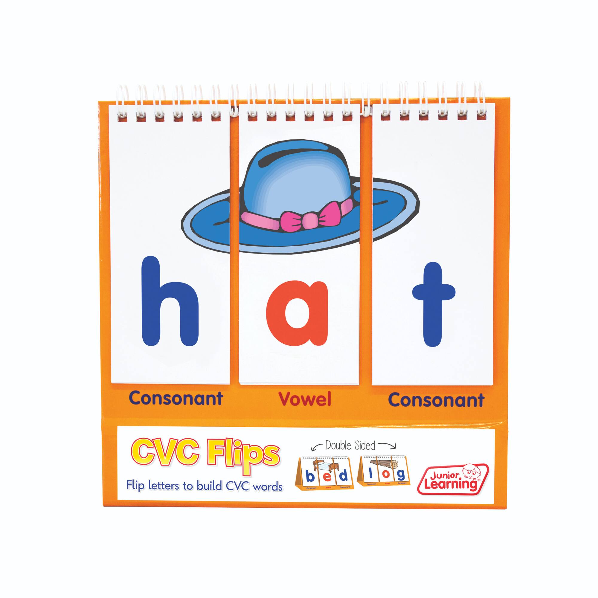 Junior Learning® Consonant-Vowel-Consonant Educational Flip Card Set ...