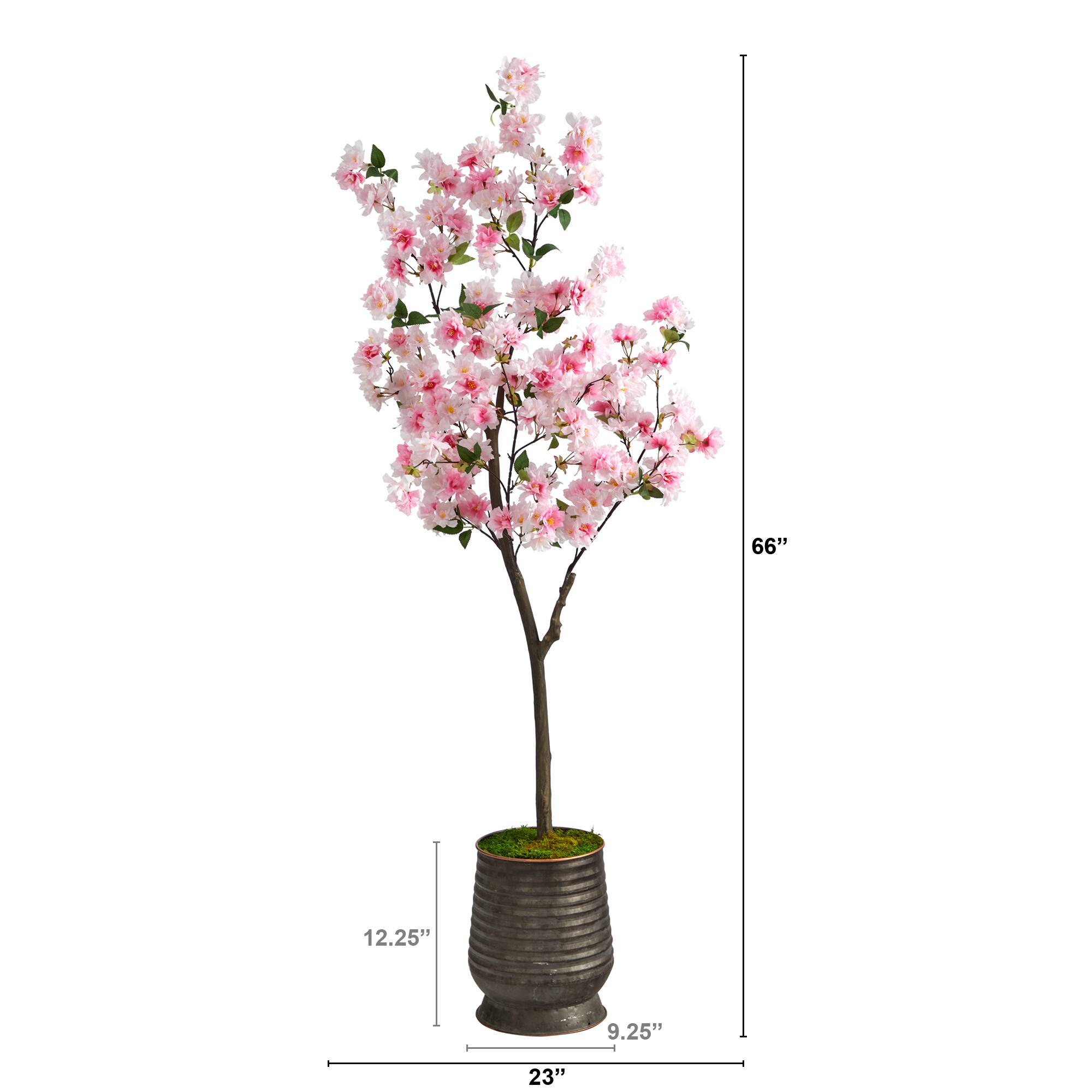 5.5ft. Cherry Blossom Tree in Ribbed Metal Planter | Michaels