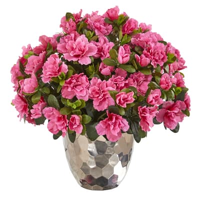 17" Pink Azalea in Silver Planter | Michaels