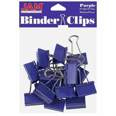 JAM Paper 1.25" Colorful Binder Clips, 30ct., Color: Purple | Michaels