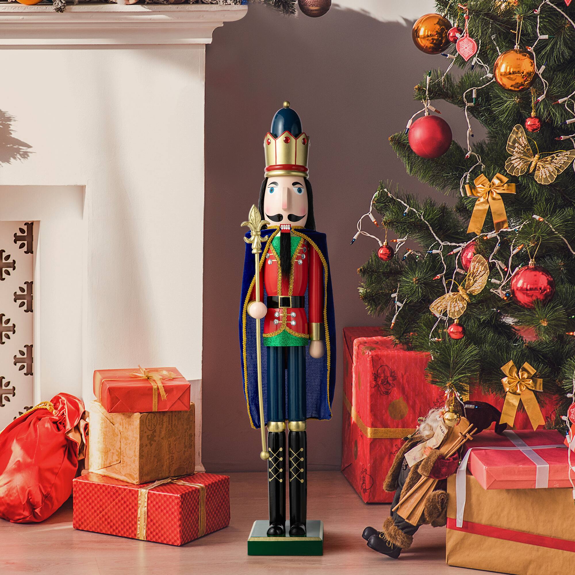 Glitzhome® 3ft. Wooden Christmas King Nutcracker | Christmas ...