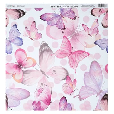 12" x 12" Double-Sided Pink Butterfly Cardstock Paper by Recollections ...