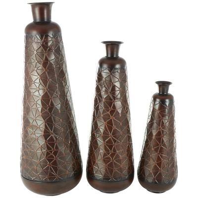 Dark Brown Hammered Texture Metal Vase Set | Michaels