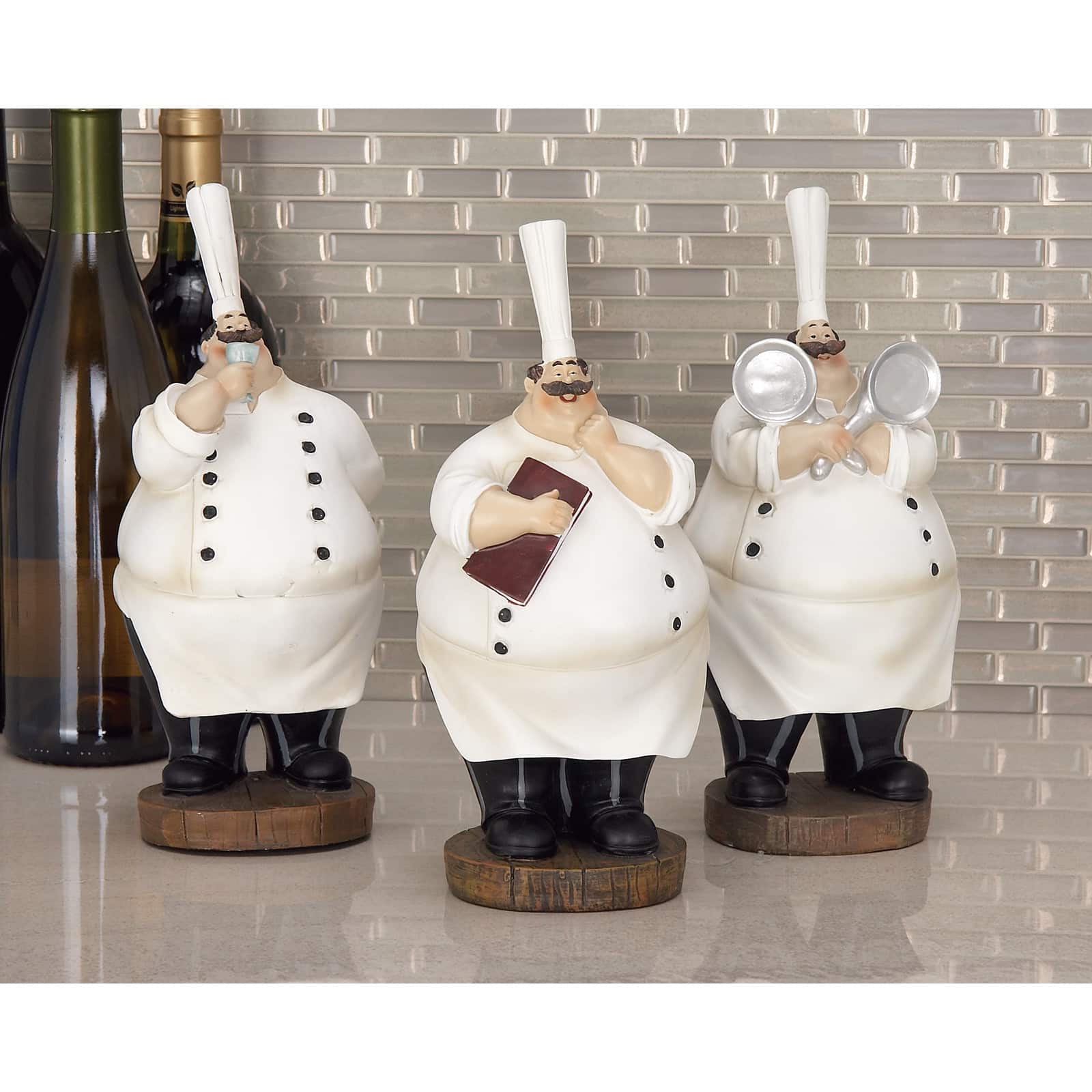 10" White Polystone Traditional Chef Sculpture, 3ct. | Accent Pieces ...