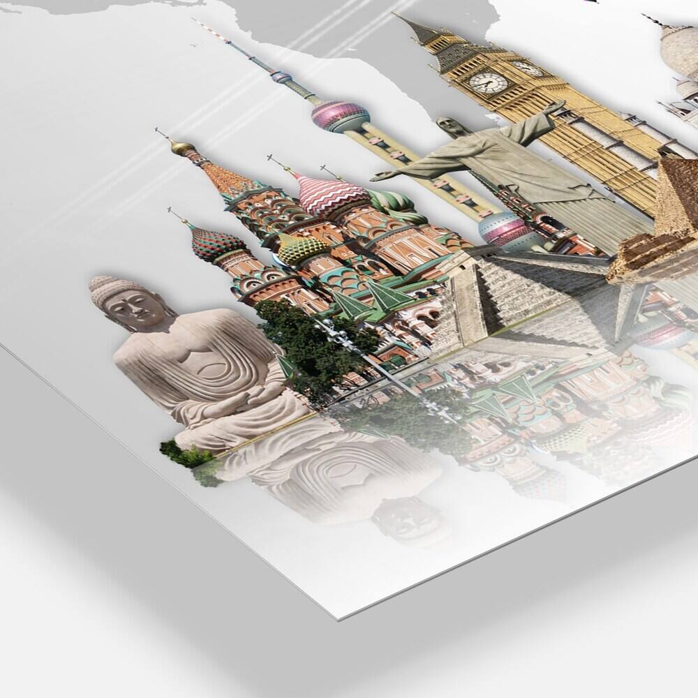 Designart Famous Monuments Across World Rectangular Wall Clock | Clocks ...