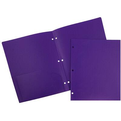 JAM Paper 3-Hole Heavy Duty Plastic Pocket Folder, 6ct., Color: Purple ...
